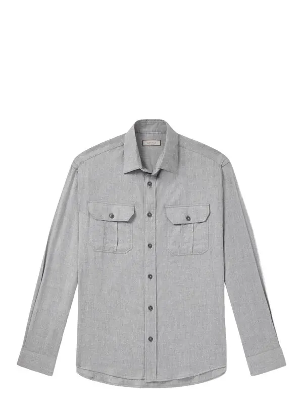 Canali Cotton And Cashmere-blend Shirt - Gray