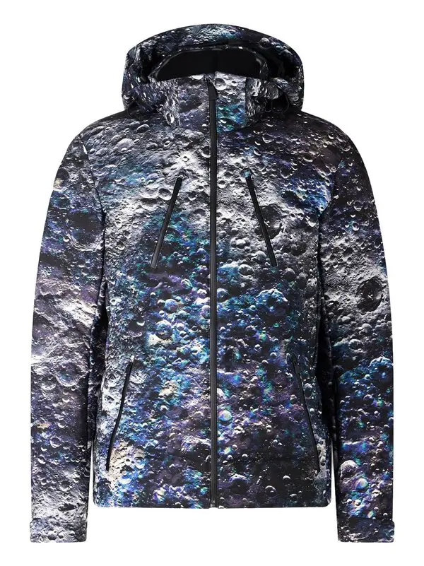 Aztech Mountain Printed Quilted Hooded Down Ski Jacket - Blue