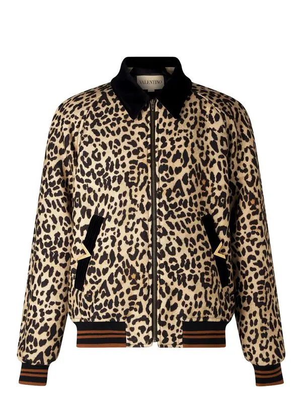 Valentino Garavani Leopard-print Wool-twill Bomber Jacket - Brown