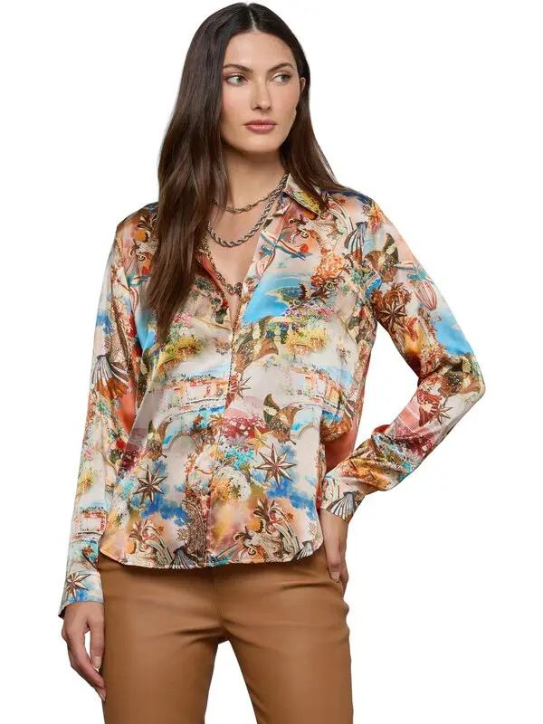 L'Agence Tyler Printed Silk Blouse - Multi Collage