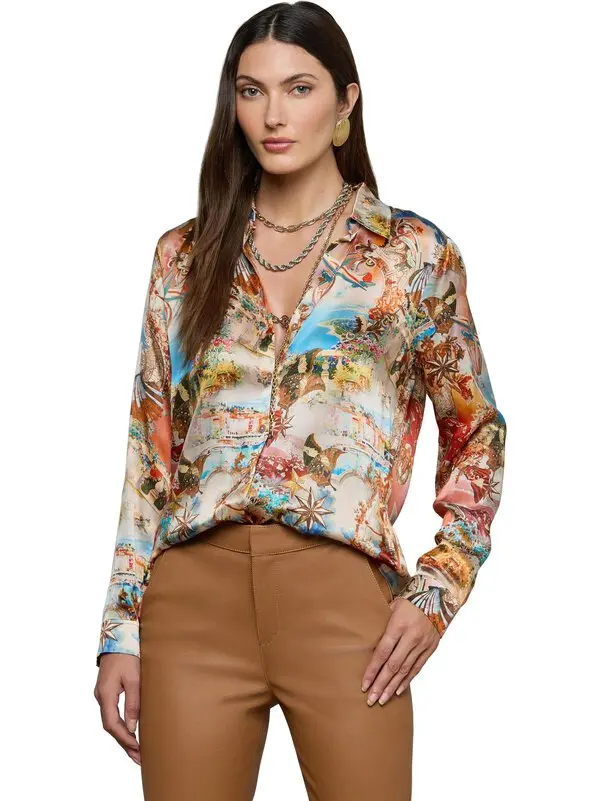L'Agence Tyler Printed Silk Blouse - Multi Collage