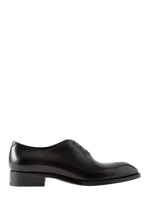 TOM FORD Whole-cut Leather Oxford Shoes - Black