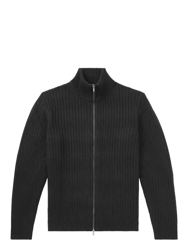 Massimo Alba Mirko Ribbed Cashmere And Alpaca-blend Zip-up Sweater - Black