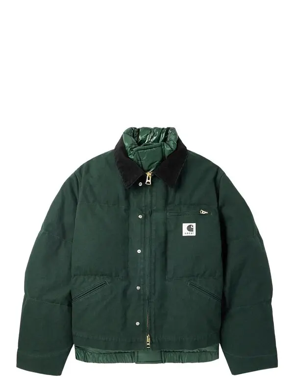 Sacai Logo-appliquéd Down Jacket - Green