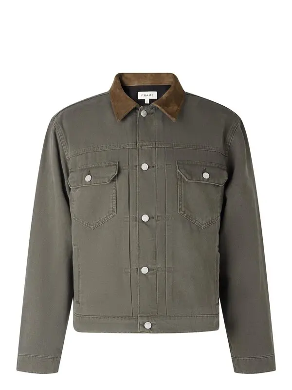 FRAME Cotton-canvas Trucker Jacket - Green