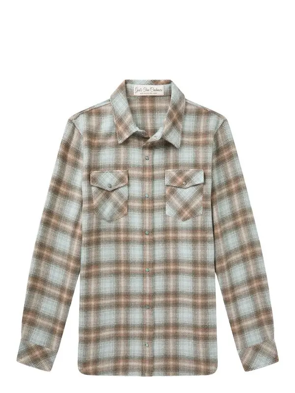 GOD'S TRUE CASHMERE Joy Checked Cashmere Shirt - Green