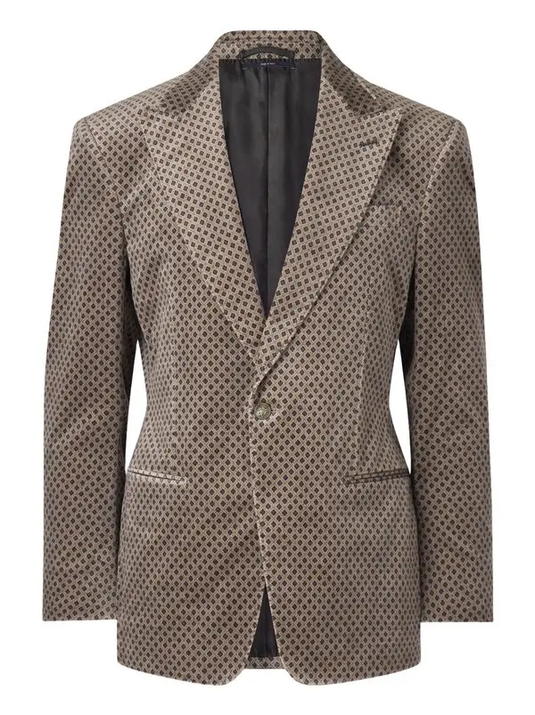 Dunhill Slim-fit Printed Cotton-blend Velvet Tuxedo Jacket - Brown