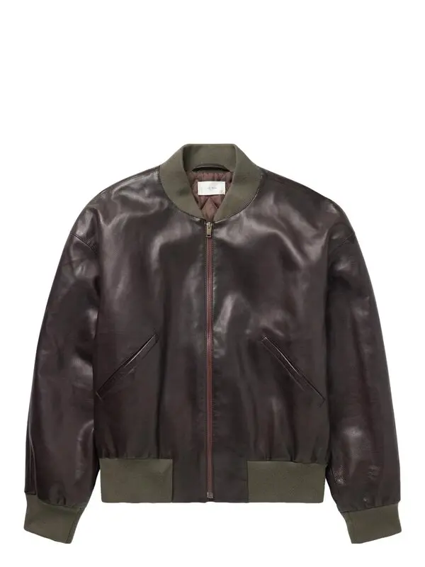 THE ROW Setsen Full-grain Leather Bomber Jacket - Brown