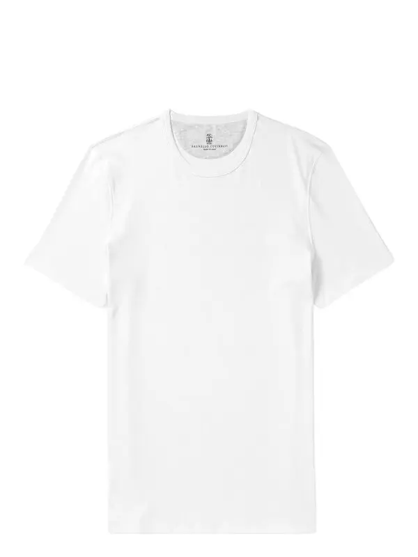Brunello Cucinelli Ribbed Jersey T-shirt - White
