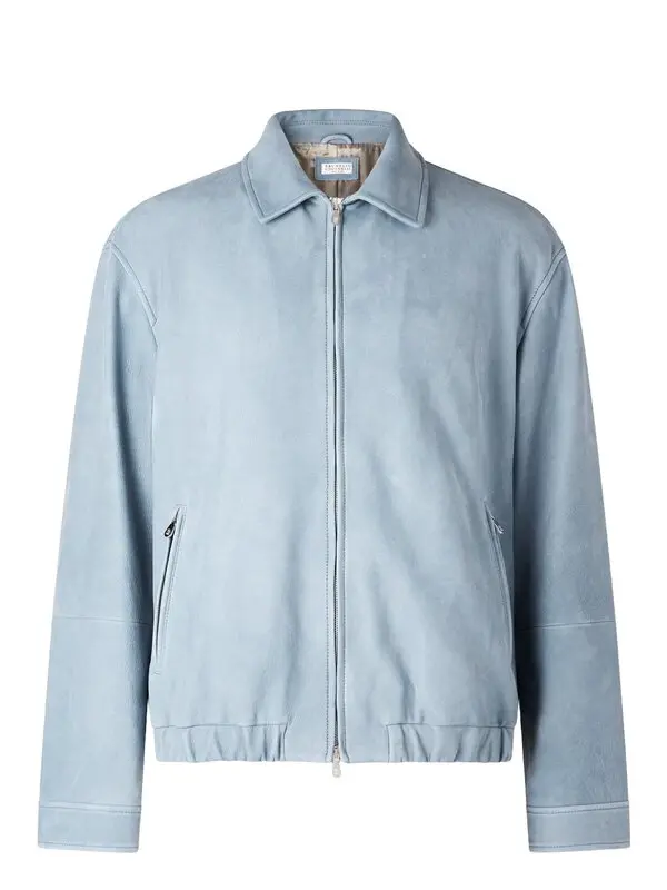 Brunello Cucinelli Suede Blouson Jacket - Blue