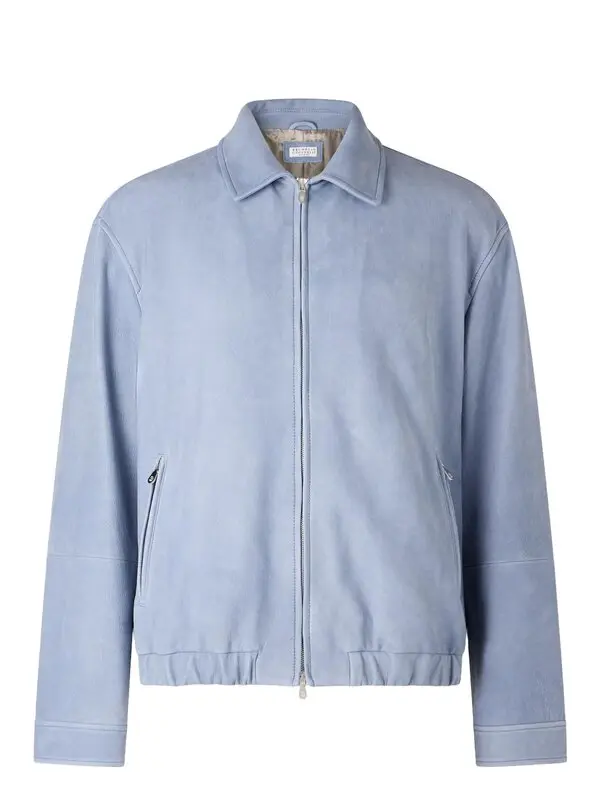 Brunello Cucinelli Suede Blouson Jacket - Blue