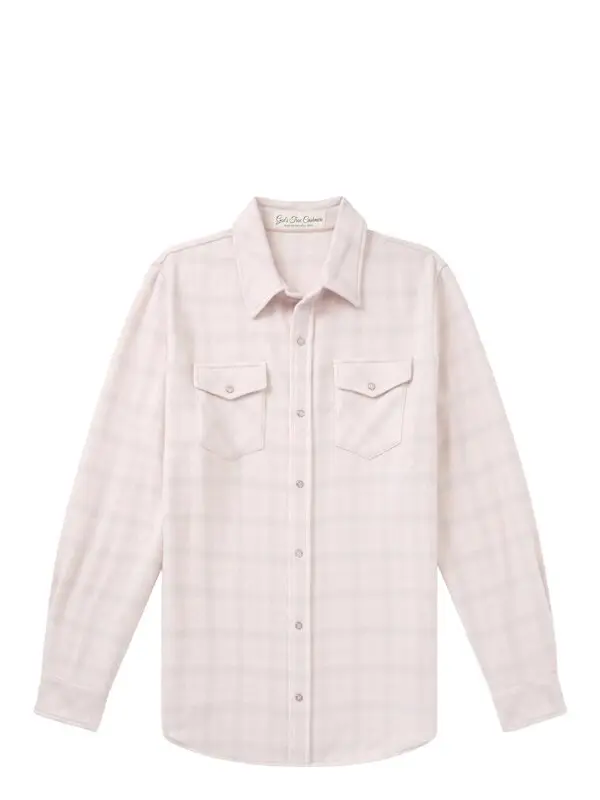 GOD'S TRUE CASHMERE Clarity Ombre Checked Cashmere Shirt - Neutrals