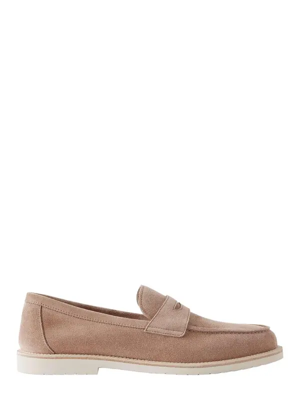 Brunello Cucinelli Suede Penny Loafers - Beige
