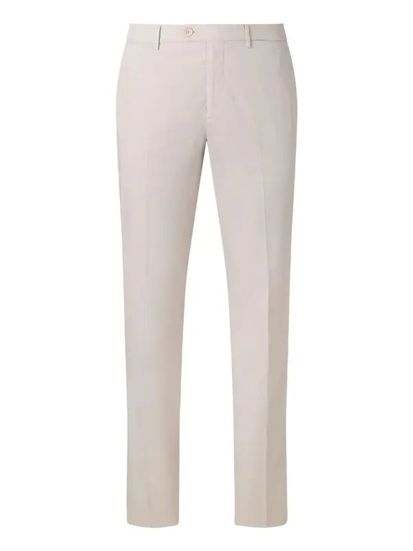 Brunello Cucinelli Slim-fit Stretch-cotton Twill Trousers - Beige