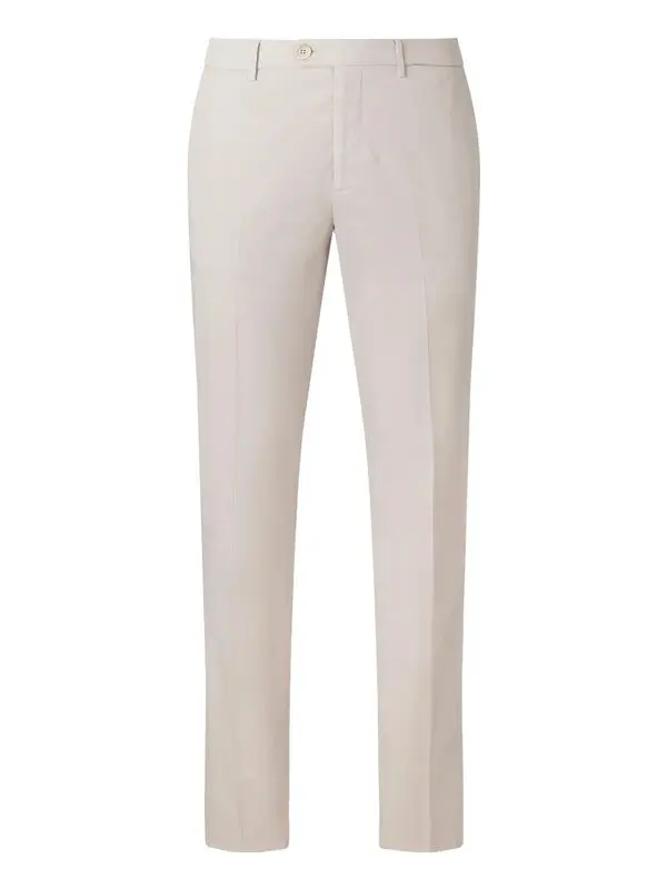 Brunello Cucinelli Slim-fit Stretch-cotton Twill Trousers - Neutrals