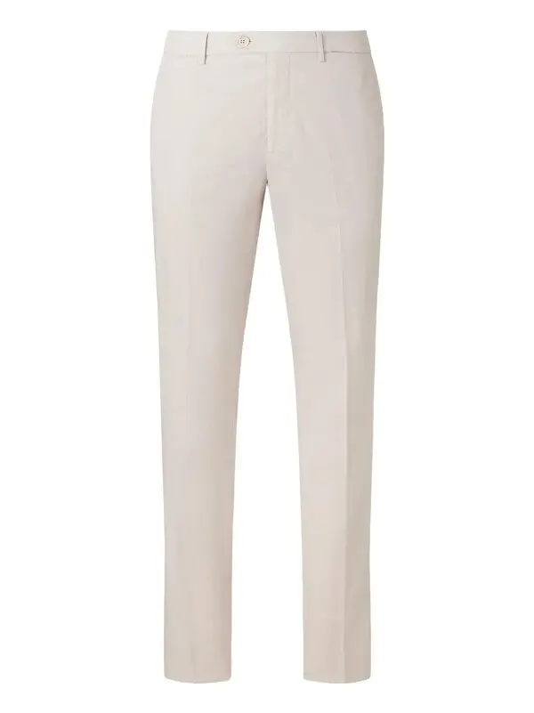 Brunello Cucinelli Slim-fit Stretch-cotton Twill Trousers - Neutrals