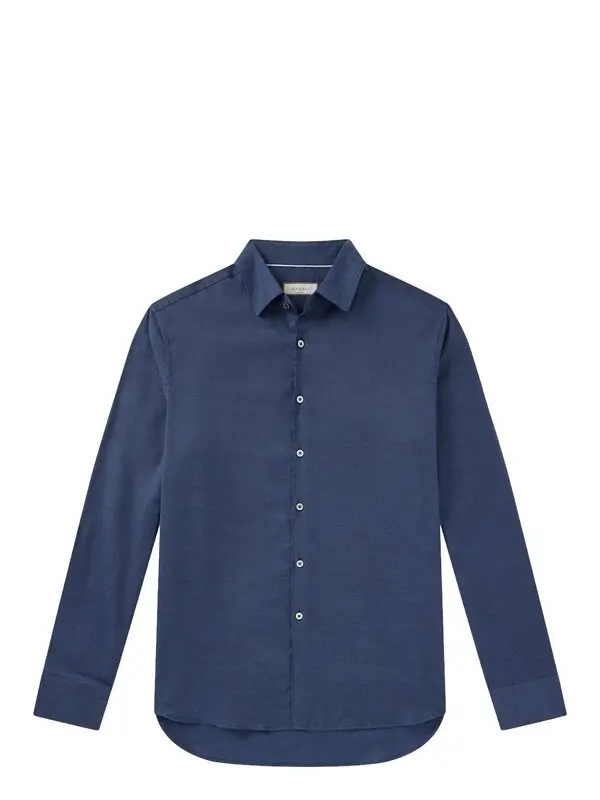 Canali Cotton And Cashmere-blend Shirt - Blue