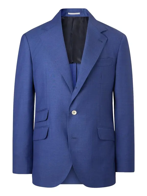 Brunello Cucinelli Unstructured Virgin Wool Suit Jacket - Blue