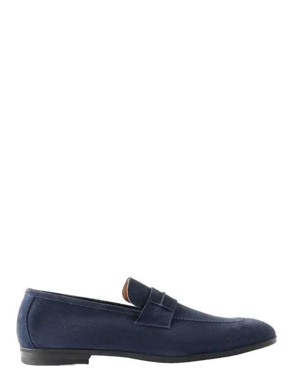 TOM FORD Sean Suede Penny Loafers - Blue
