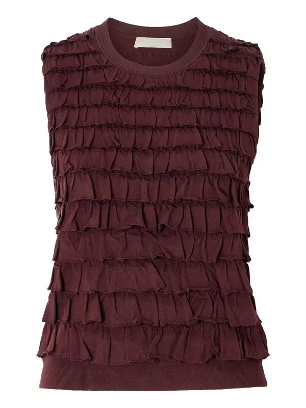 Ulla Johnson Lula Tiered Ruffled Jersey Top - Purple