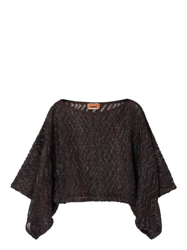 Missoni Mare Cropped Sequin-embellished Crochet-knit Top - Brown