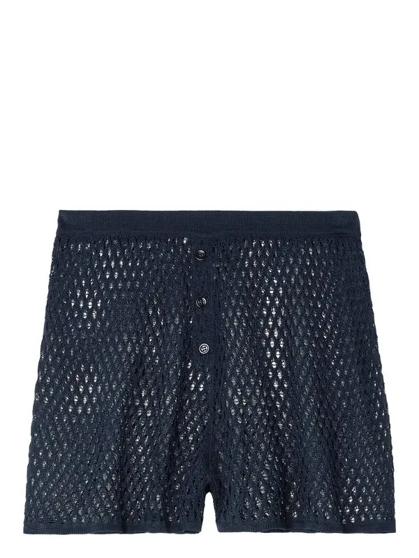 Kiki De Montparnasse Crocheted Silk Shorts - Blue