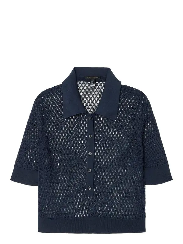 Kiki De Montparnasse Crocheted Silk Polo Shirt - Blue