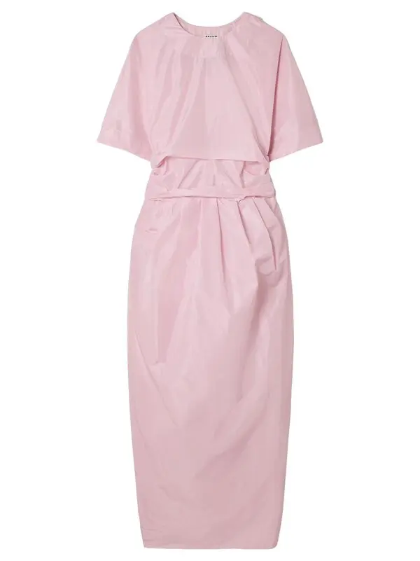 Staud Michelina Tie-detailed Taffeta Midi Dress - Pink