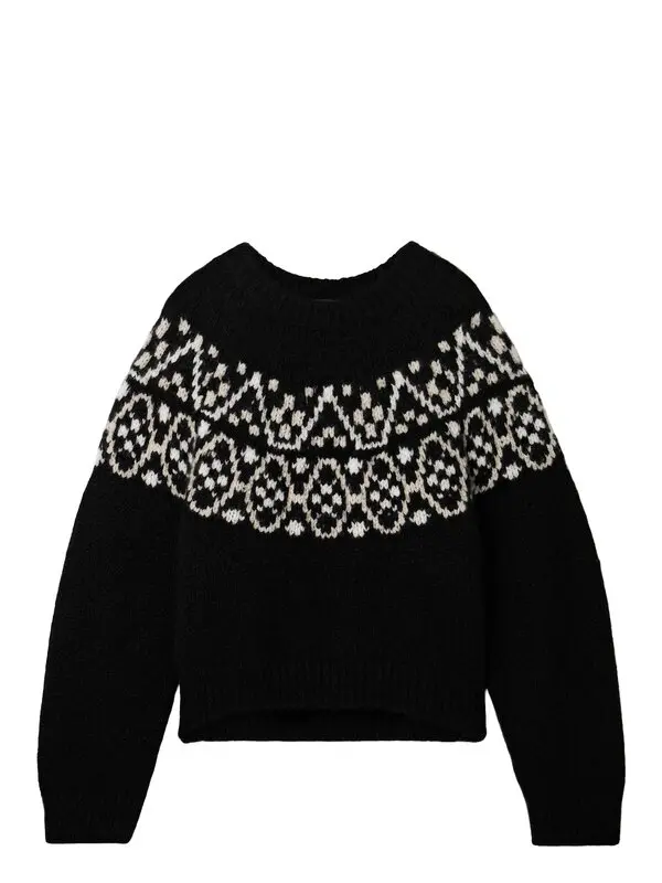 NILI LOTAN Chrissy Fair Isle Cashmere And Silk-blend Sweater - Black
