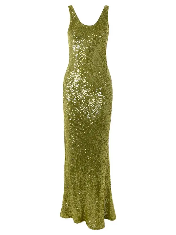 Galvan Moonlight Valletta Sequined Gown - Green