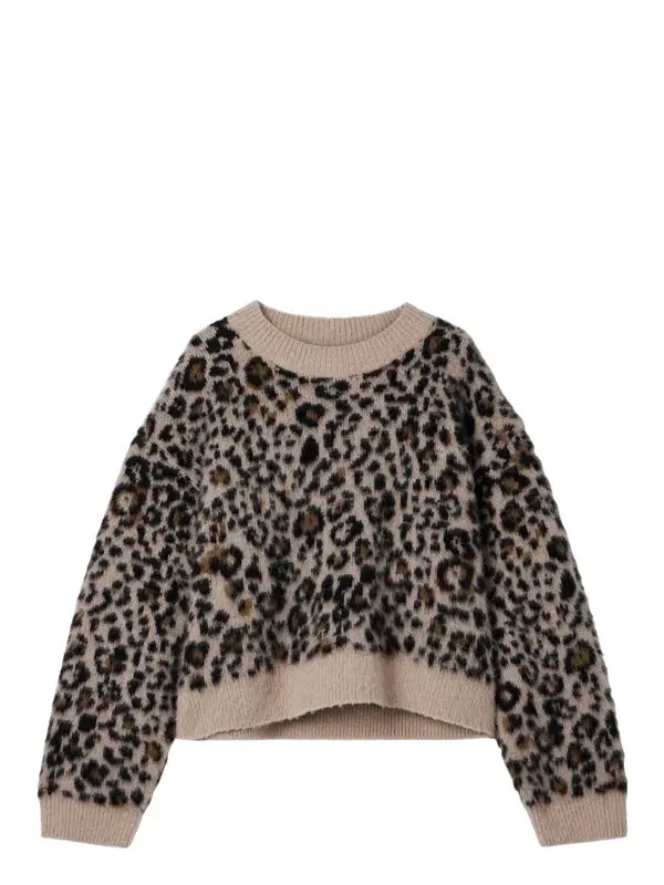 NILI LOTAN Zamira Leopard-jacquard Cashmere And Silk-blend Sweater - Animal Print