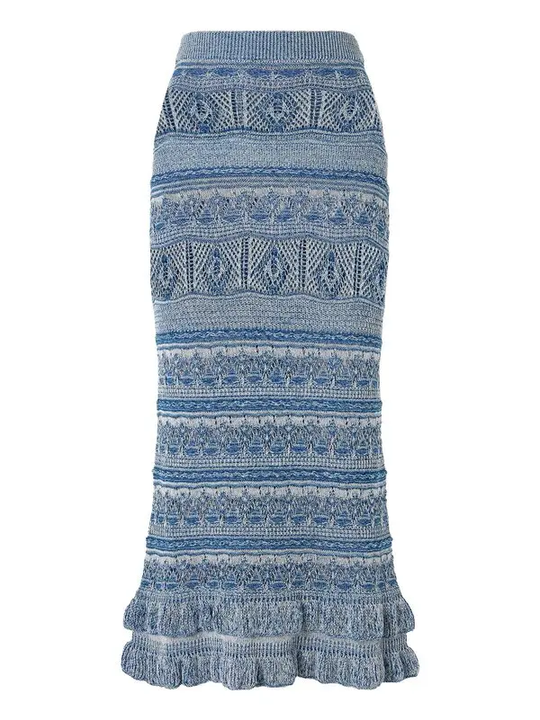 Etro Ruffled Crocheted Maxi Skirt - Blue