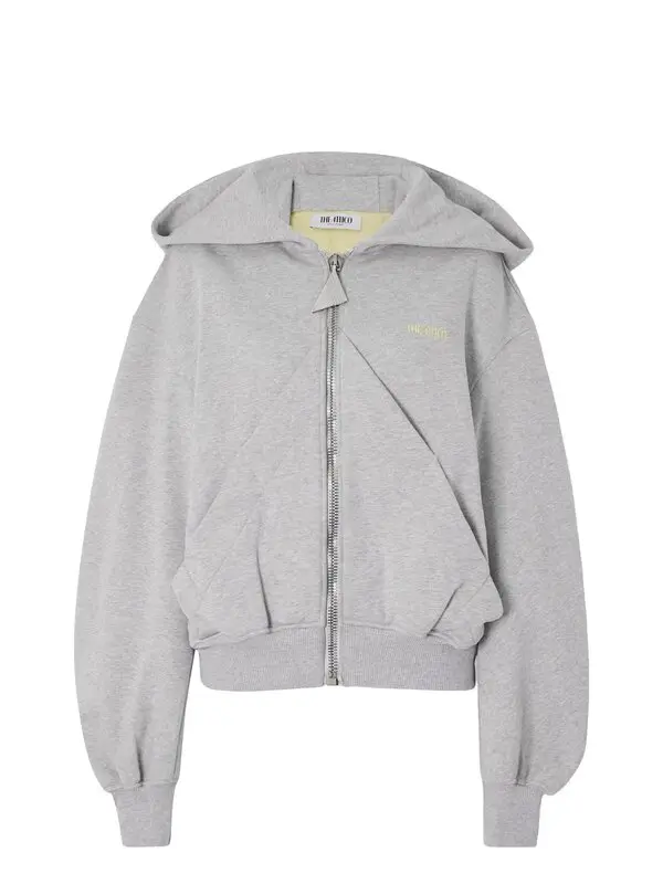 Attico Cotton-blend Zip-up Hoodie - Gray