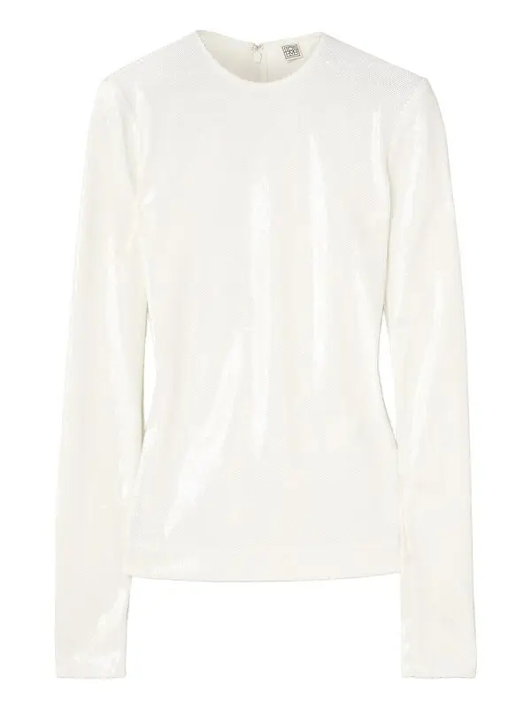 TOTEME Sequined Mesh Top - White