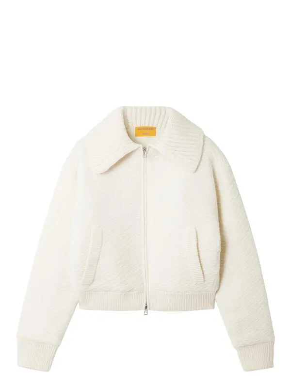 Guest In Residence Cross Country Cropped Wool And Cashmere-blend Bomber Jacket - Cream