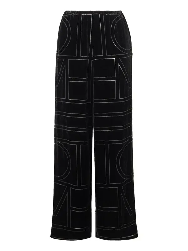 TOTEME Devoré-velvet Wide-leg Pants - Black