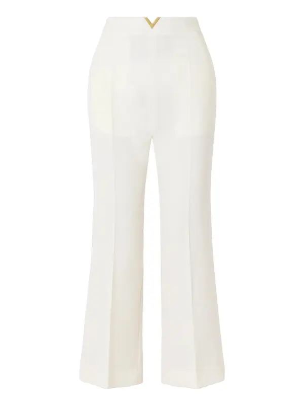 Valentino Garavani Embellished Wool Straight-leg Pants - Cream