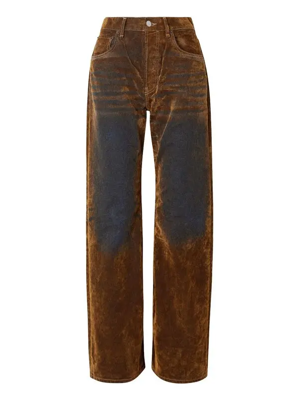 Acne Studios Suede-effect Mid-rise Wide-leg Jeans - Brown