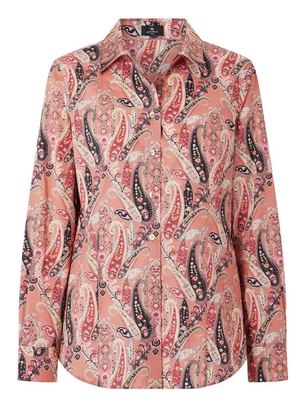 Etro Paisley-print Cotton-blend Poplin Shirt - Pink