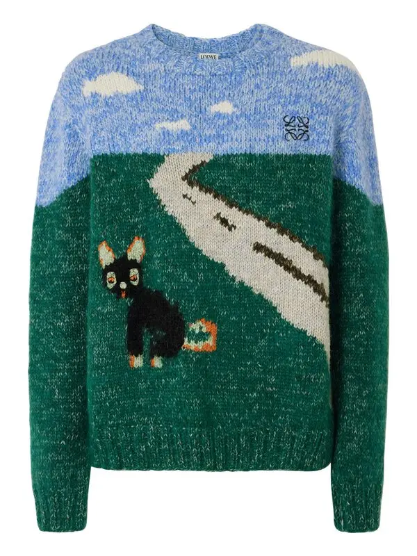 Loewe Luis Wain Knitted Wool-blend Sweater - Green