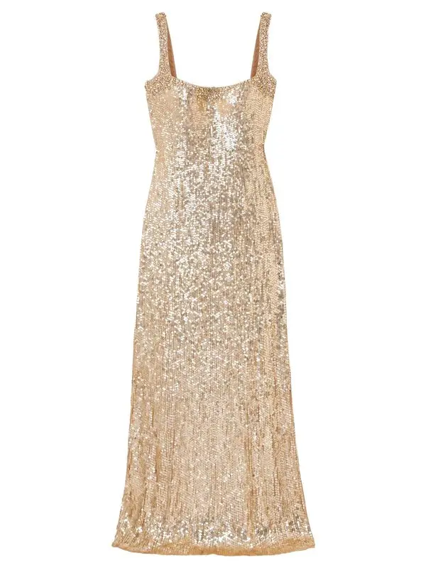 Jenny Packham Lettie Crystal-embellished Gown - Gold