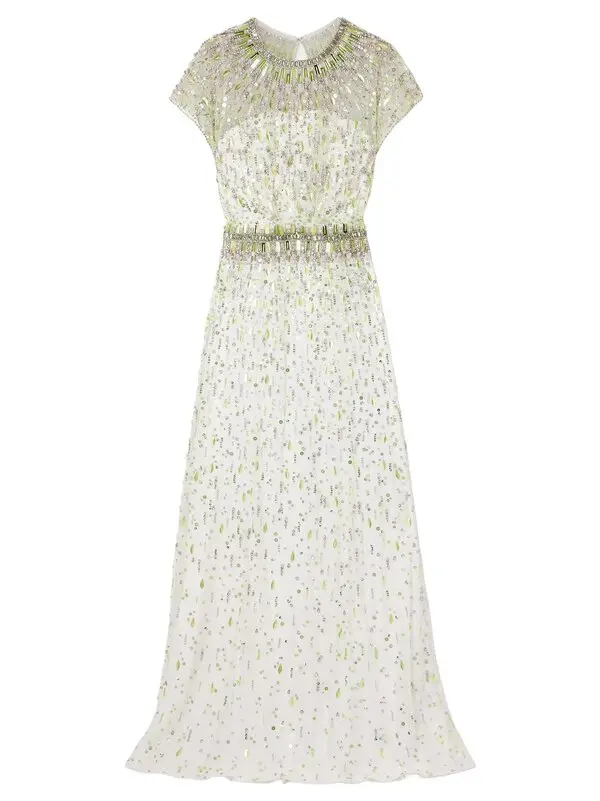 Jenny Packham Lauretta Embellished Organza Gown - Green