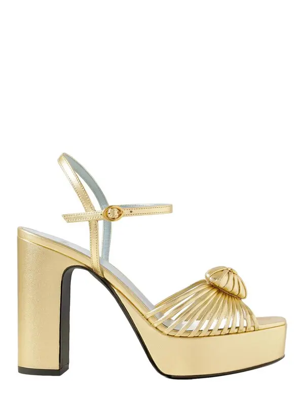 Valentino Garavani Embellished Metallic Leather Platform Sandals - Gold