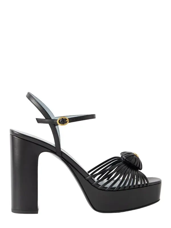 Valentino Garavani Royal 115 Embellished Leather Platform Sandals - Black