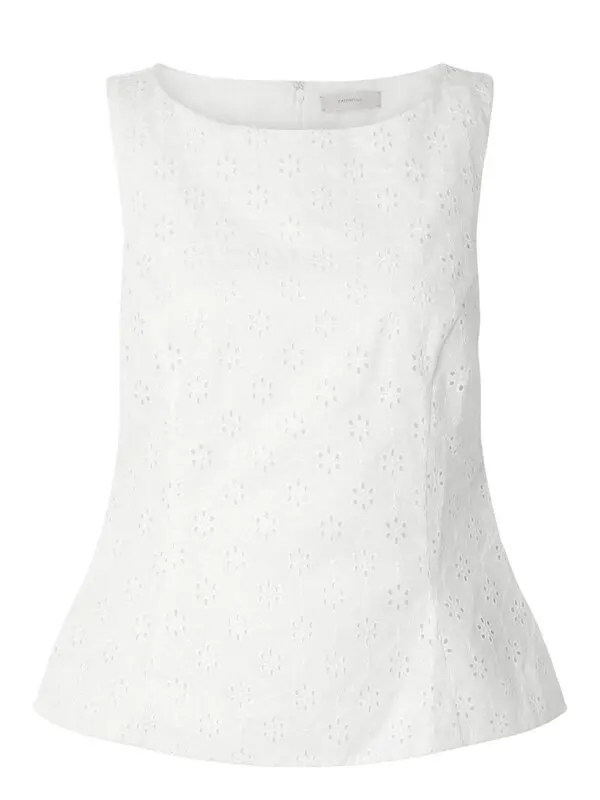 Faithfull The Brand Olivia Broderie Anglaise Peplum Top - White