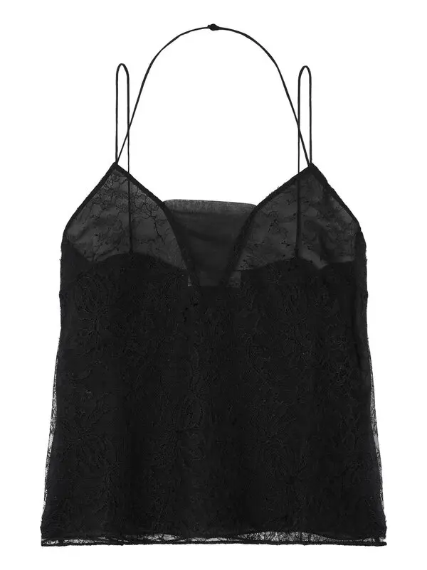 Veronica De Piante Mariana Lace And Silk-georgette Camisole - Black