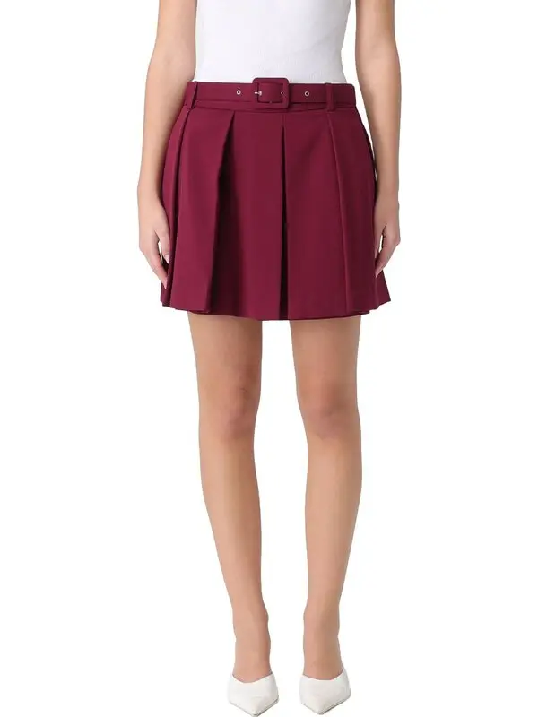 SIMONA CORSELLINI Pleated Skirt With Belt - Burgundy