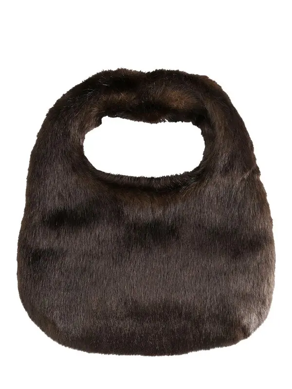 AMOMENTO Fur Tote Bag - Brown