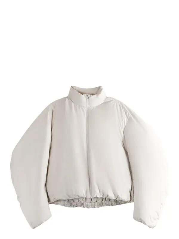 AMOMENTO Cropped Down Puffer Jumper - White
