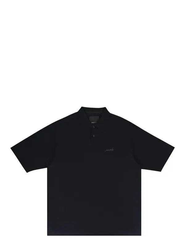 PURPLE BRAND Logo Patch Polo Shirt - Black